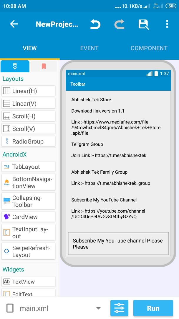 Sketchub • Auto Get Link Textview