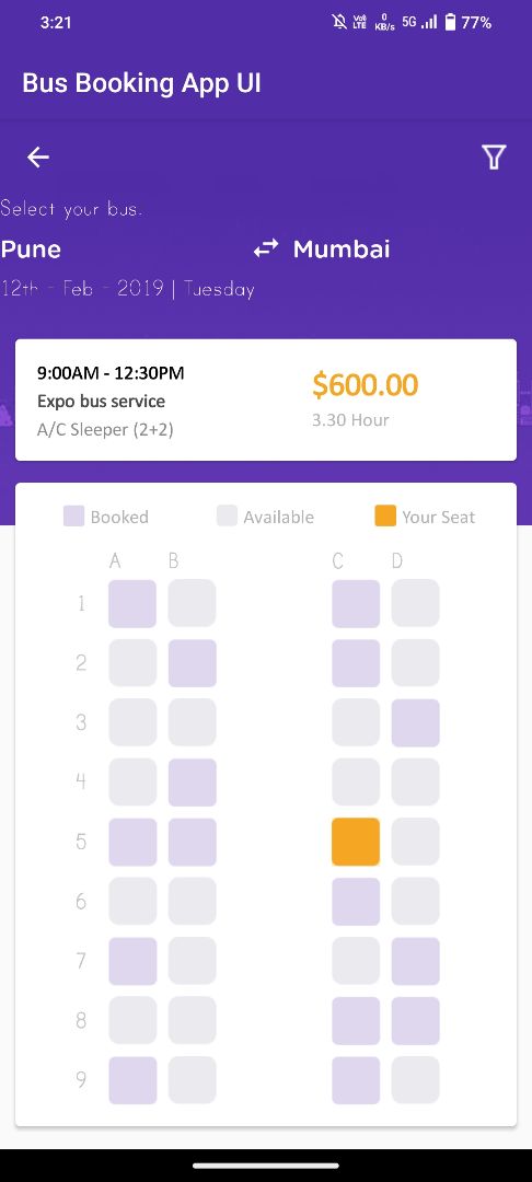Sketchub • Bus Booking App UI