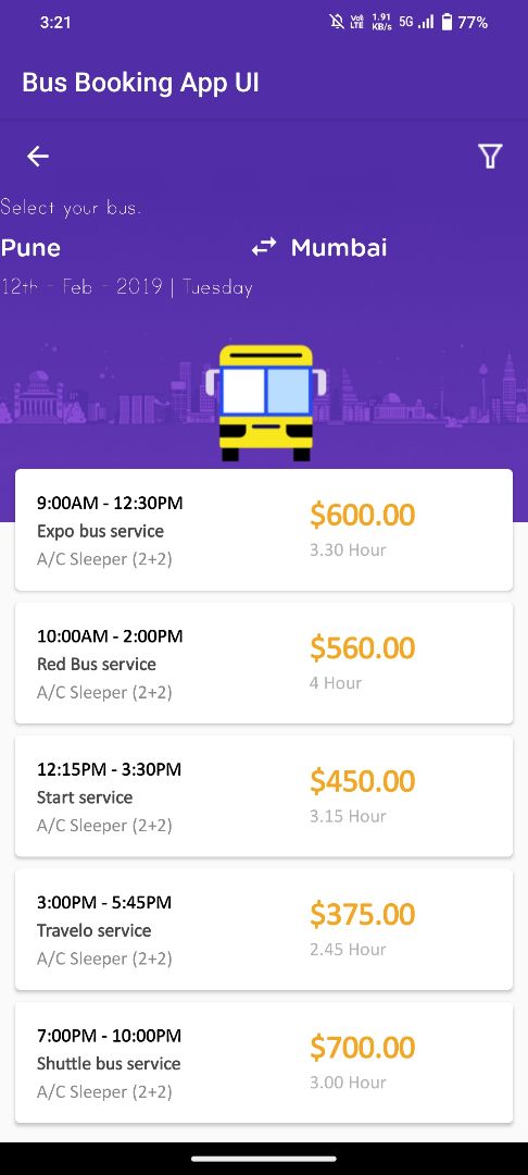 Sketchub • Bus Booking App UI